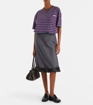 Prada Striped Cotton Jersey T-shirt - Blue
