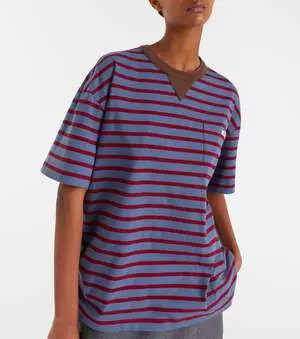 Prada Striped Cotton Jersey T-shirt - Blue