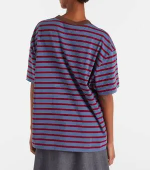 Prada Striped Cotton Jersey T-shirt - Blue