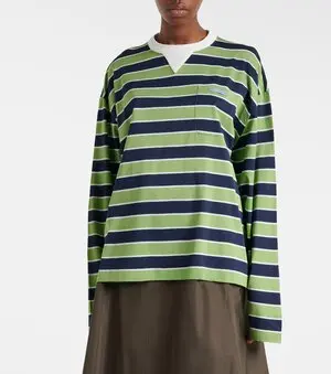 Prada Striped Cotton Jersey T-shirt - Green