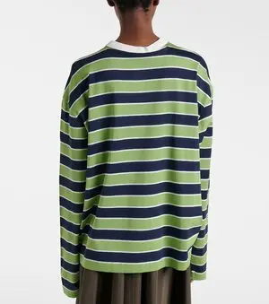 Prada Striped Cotton Jersey T-shirt - Green
