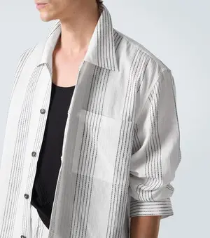 Commas Textured Striped Cotton Overshirt