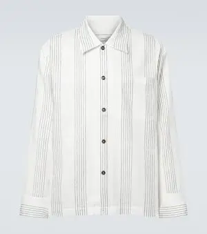 Commas Textured Striped Cotton Overshirt - White