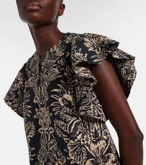 Ulla Johnson Severine Printed Cotton Poplin Top - Black