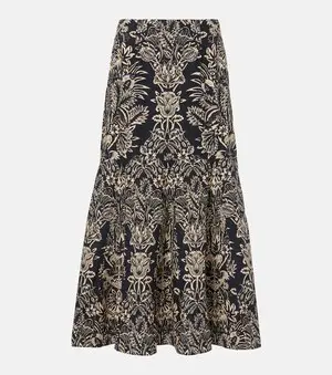 Ulla Johnson Clarisse Printed Cotton Poplin Midi Skirt