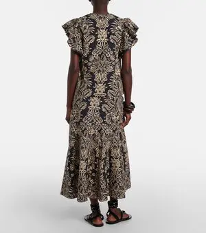 Ulla Johnson Clarisse Printed Cotton Poplin Midi Skirt