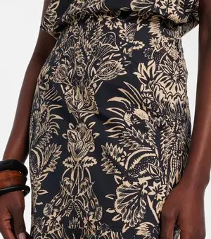 Ulla Johnson Clarisse Printed Cotton Poplin Midi Skirt