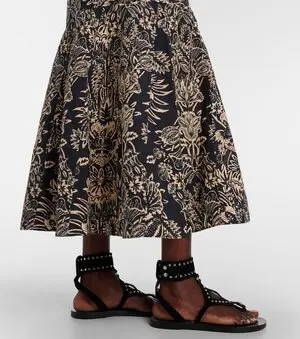 Ulla Johnson Clarisse Printed Cotton Poplin Midi Skirt