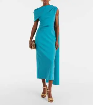 ROKSANDA Maite Caped Crêpe Midi Dress - Blue