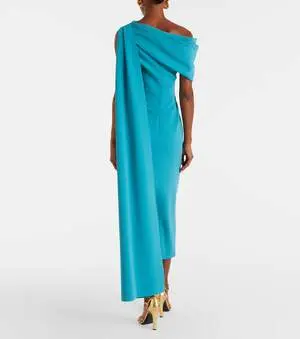 ROKSANDA Maite Caped Crêpe Midi Dress - Blue