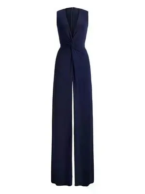 Ralph Lauren Twist Pleated Maxi Evening Dress - Blue