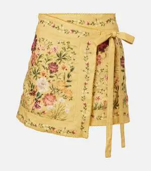 Agua Bendita Luna Floral Cotton And Linen Beach Cover-up - Yellow