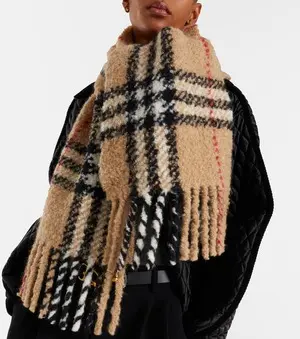 Burberry Check Alpaca And Wool-blend Scarf - Beige