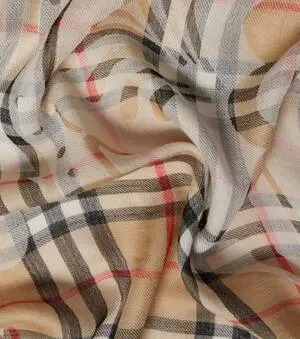 Burberry Ekd Check Wool And Silk Scarf