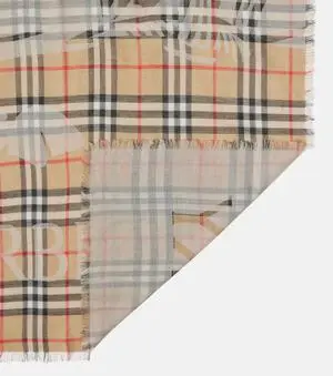 Burberry Ekd Check Wool And Silk Scarf