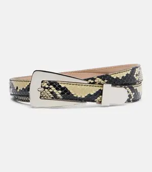 Khaite Lucca Snake-effect Leather Belt - Beige