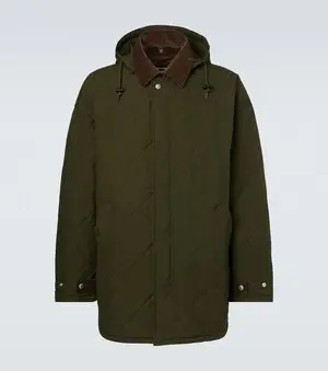 Comme Des Garçons Corduroy-trimmed Quilted Hooded Jacket - Green