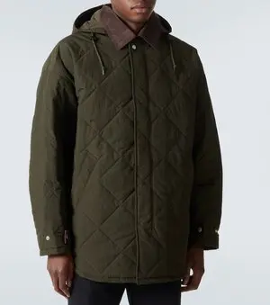 Comme Des Garçons Corduroy-trimmed Quilted Hooded Jacket