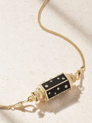 MARIE LICHTENBERG Dot Locket Gourmette Necklace - Black