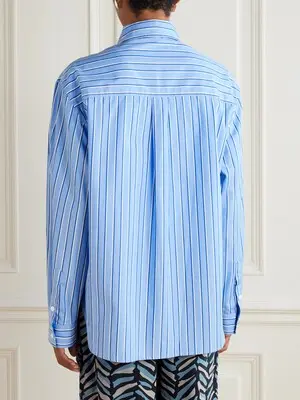 Matteau Striped Organic Cotton-poplin Shirt - Blue
