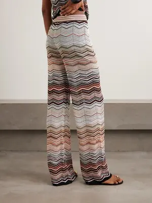 Missoni Sequin-embellished Striped Crochet-knit Wide-leg Pants - Multi