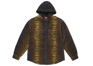 Supreme Quilted Lined Hooded Velvet Shirt