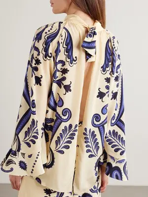 Johanna Ortiz Rimto Sol Tie-detailed Printed Blouse - Neutrals