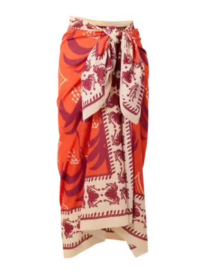 Johanna Ortiz Printed Cotton Pareo - Red