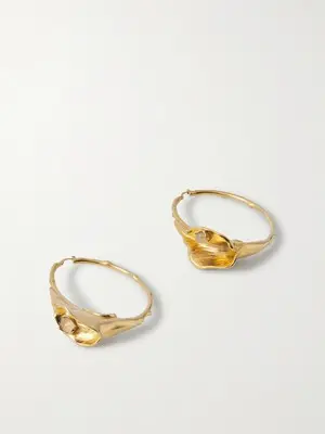 Chloé Tone And Quartz Hoop Earrings - Gold