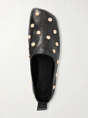 Chloé Rita Embellished Leather Ballet Flats - Black
