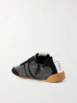 Chloé Kick Suede And Leather Sneakers - Black