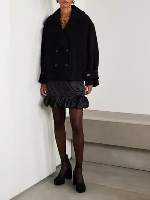Chloé Oversized Double-breasted Wool-blend Jacket - Black