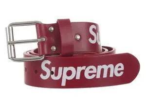 Supreme Repeat Leather Belt - Red