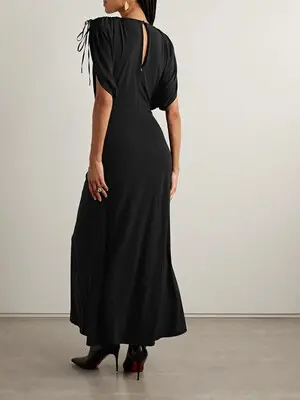 Brandon Maxwell Sienna Tie-detailed Gathered Stretch-jersey Maxi Dress