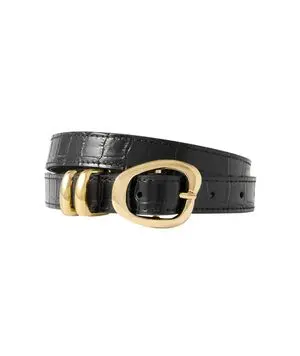 AMANU The Tugela Croc-effect Leather Belt - Black
