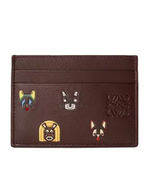 Loewe X Louis Wain Leather Cats Card Holder - Brown