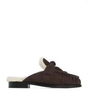 Bottega Veneta Suede-shearling Astaire Mules