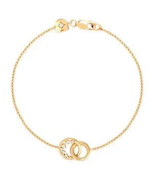 ASTRID & MIYU Spiral Crystal Orbit Pendant Bracelet - Gold