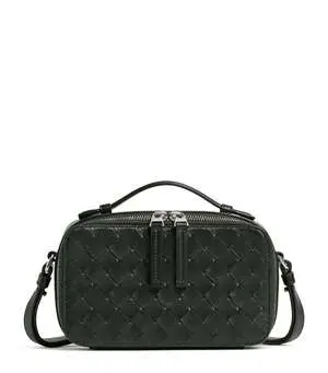 Bottega Veneta Leather Intrecciato Getaway Pouch - Green