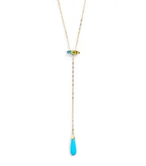 EMILY P. WHEELER Yellow Topaz, Peridot, Tourmaline And Turquoise Helix Lariat Necklace - Gold