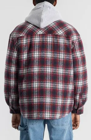 STAN RAY Quilted Plaid Cotton Flannel Button-up Overshirt