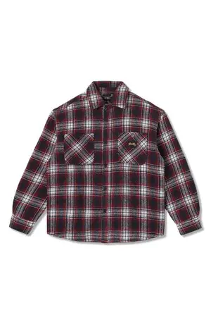 STAN RAY Quilted Plaid Cotton Flannel Button-up Overshirt