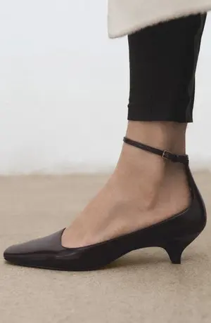 Mango Ankle Strap Kitten Heel Pumps