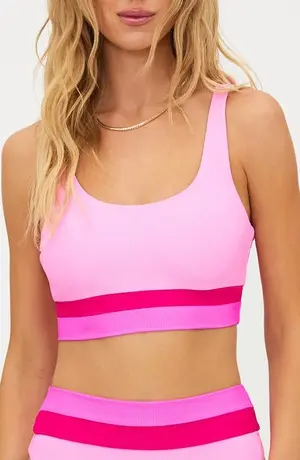 Beach Riot Mackenzine Colorblock Bikini Top - Peak Pink Colorblock