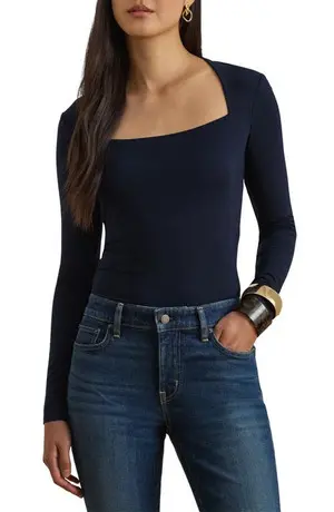 Ralph Lauren Stretch Jersey Square Neck Top