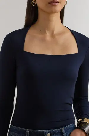 Ralph Lauren Stretch Jersey Square Neck Top