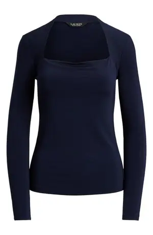 Ralph Lauren Stretch Jersey Square Neck Top