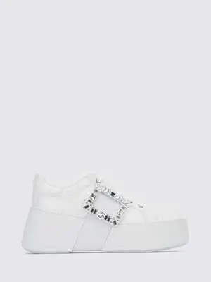 ROGER VIVIER Viv' Skate Trainers With Jewel Buckle And Platform Sole - White