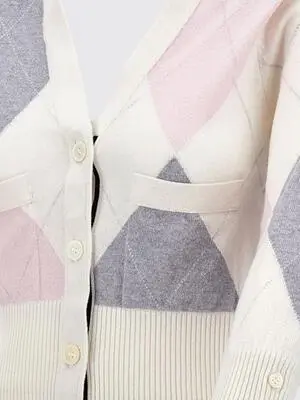 Thom Browne Argyle V-neck Cardigan - White