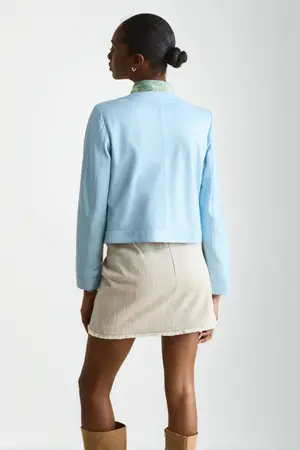 FURNIQ UK Margot Leather Jacket - Blue